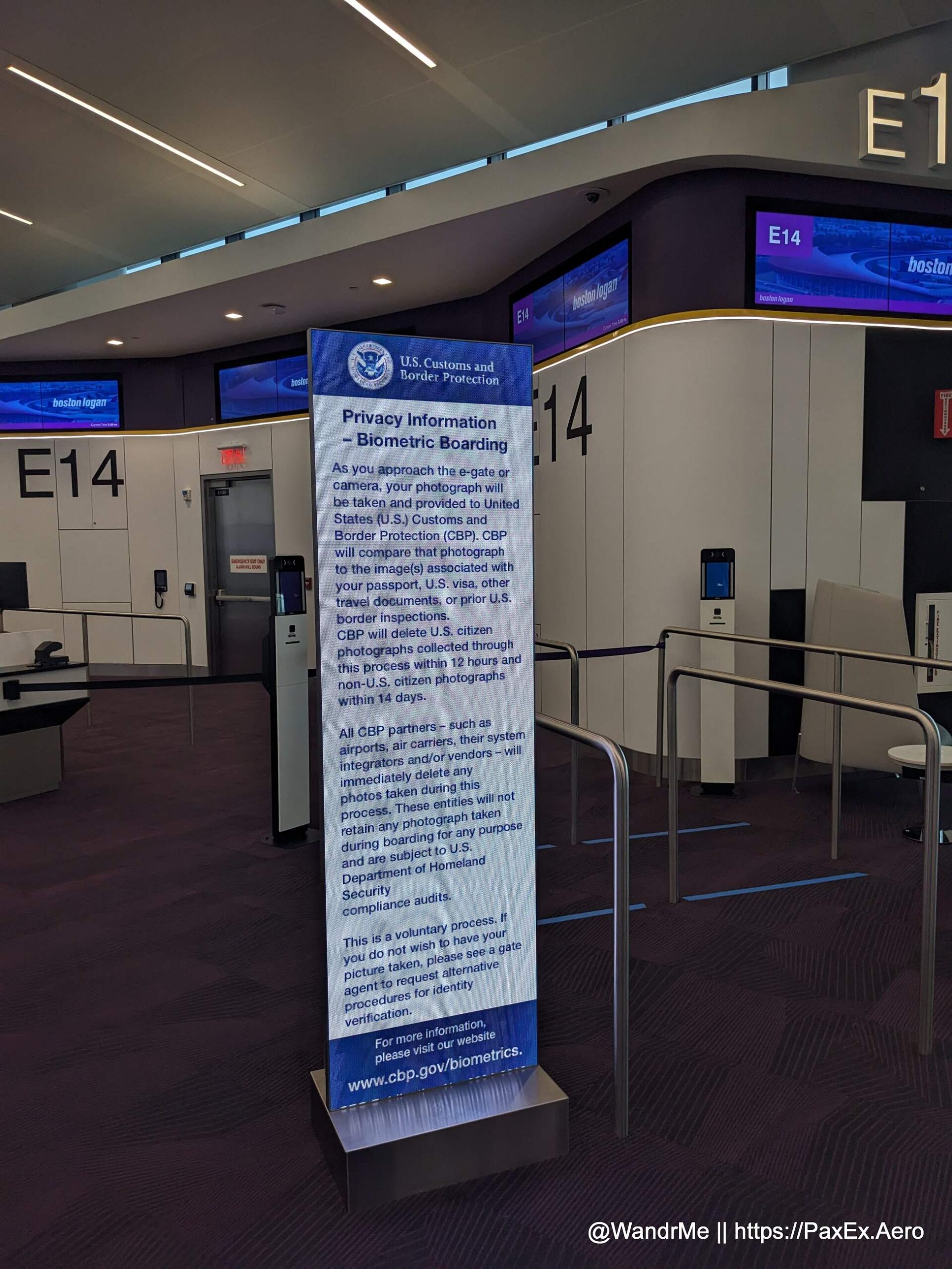 Biometric boarding scanners are standard at all for of the new gates ...